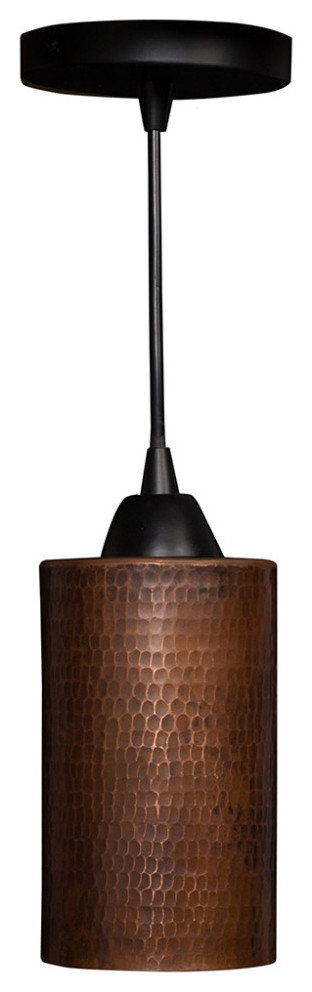 Hand Hammered Copper 4" Round Cylinder Pendant Light - Traditional ...
