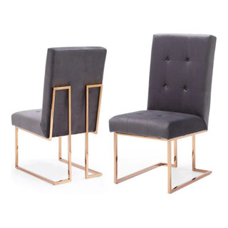 Beth Modern Gray and Rosegold Dining Chair, Set of 2 - Contemporary ...