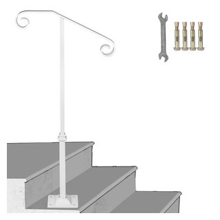 Single Post Handrail Wrought Iron Grab Supports Fits 1 or 2 Steps ...