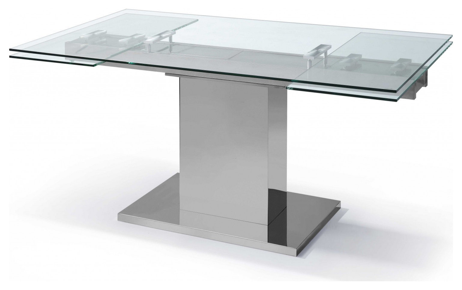 HomeRoots 55" X 35" X 30" clear Glass Stainless Steel Extendable Dining ...