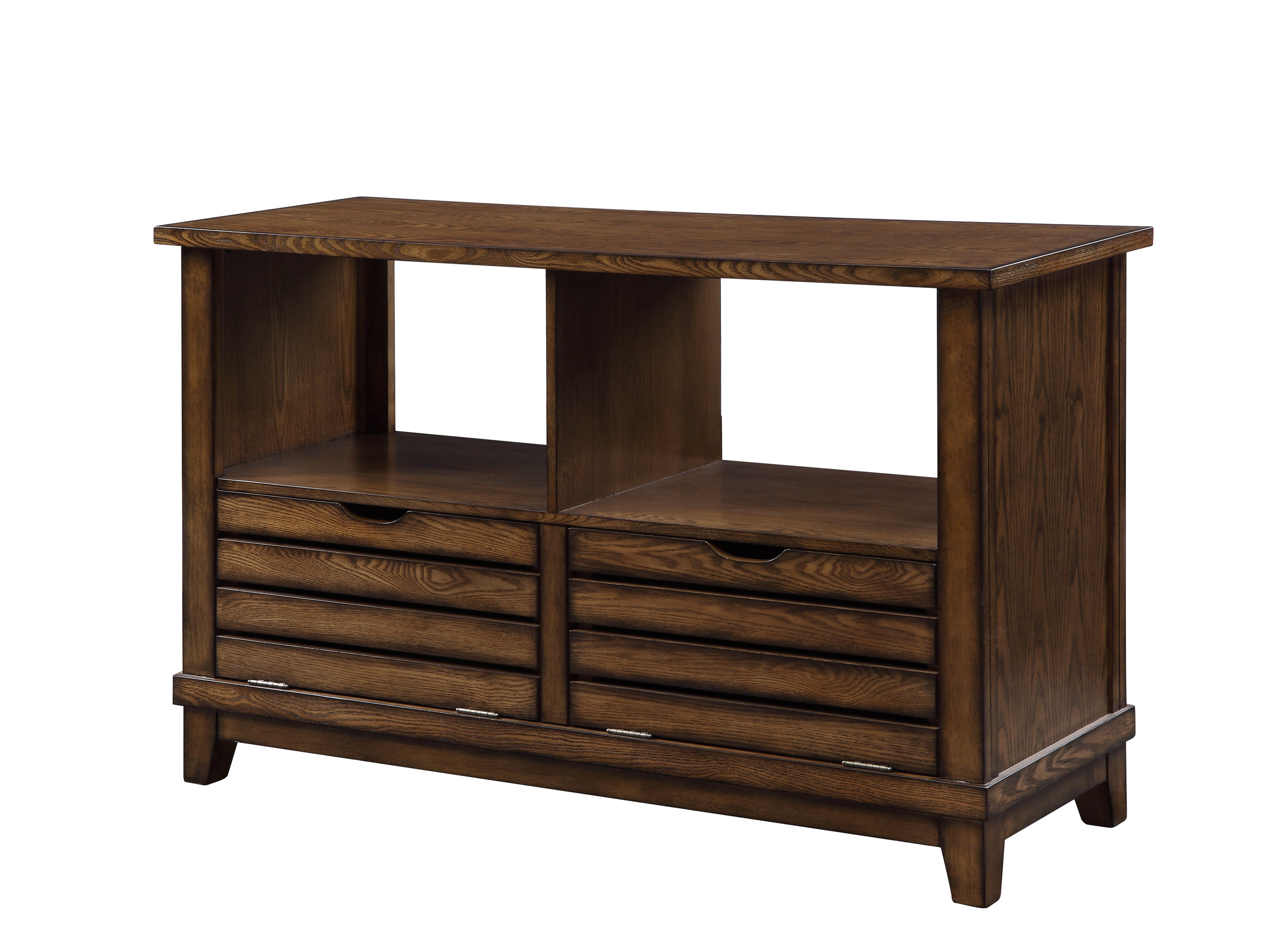 Benzara BM204476 Slatted Front Sofa Table with 2 Drawers and 2 Shelf ...