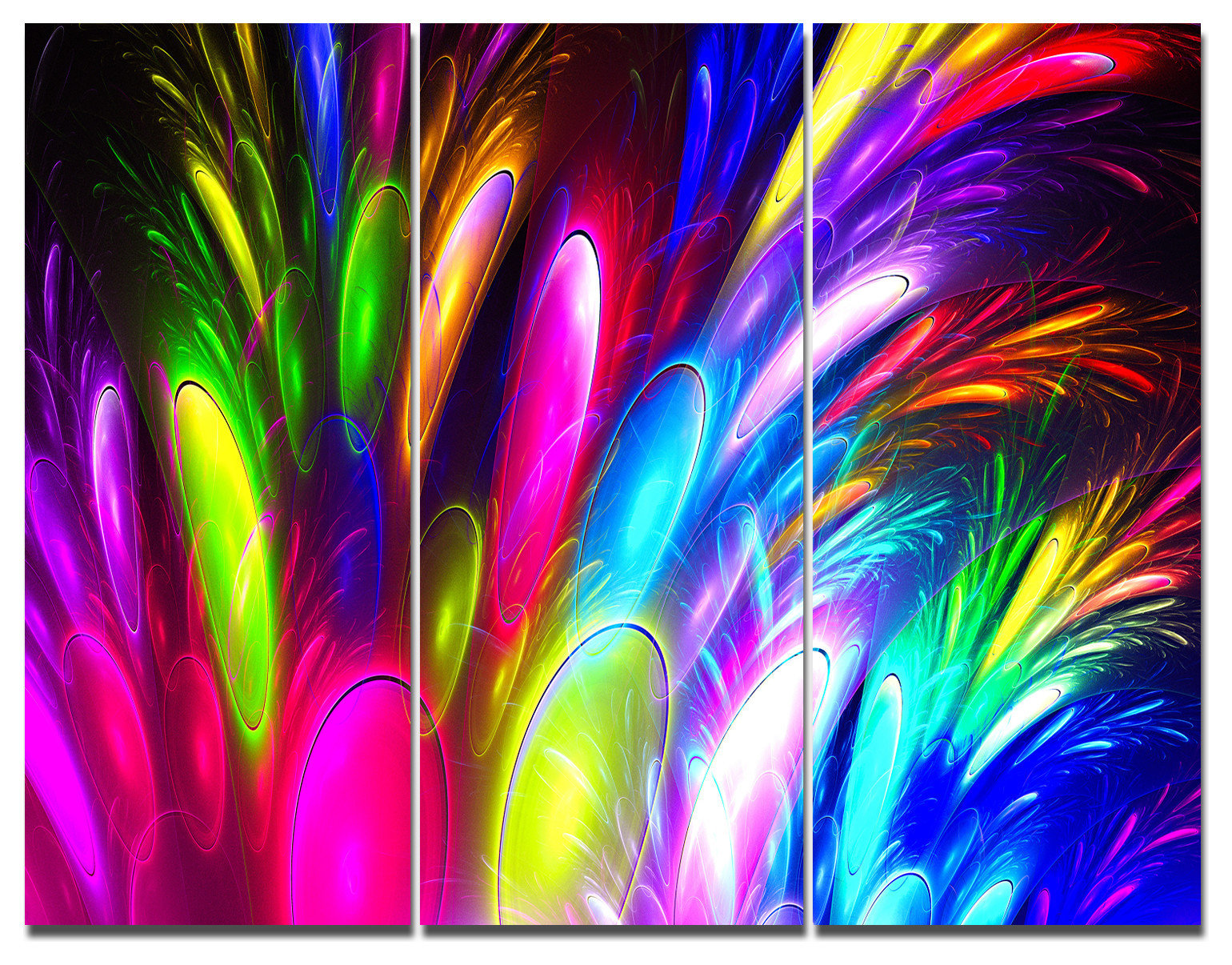 Mysterious Psychedelic Design, Abstract Triptych Canvas Print, 36x28, 3 ...
