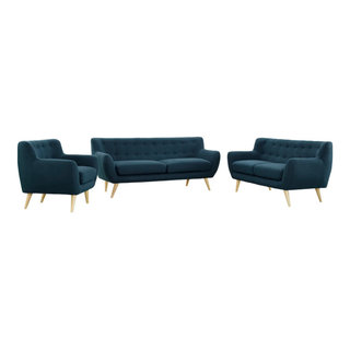 Marcy Azure 3 Piece Living Room Set - Midcentury - Living Room ...