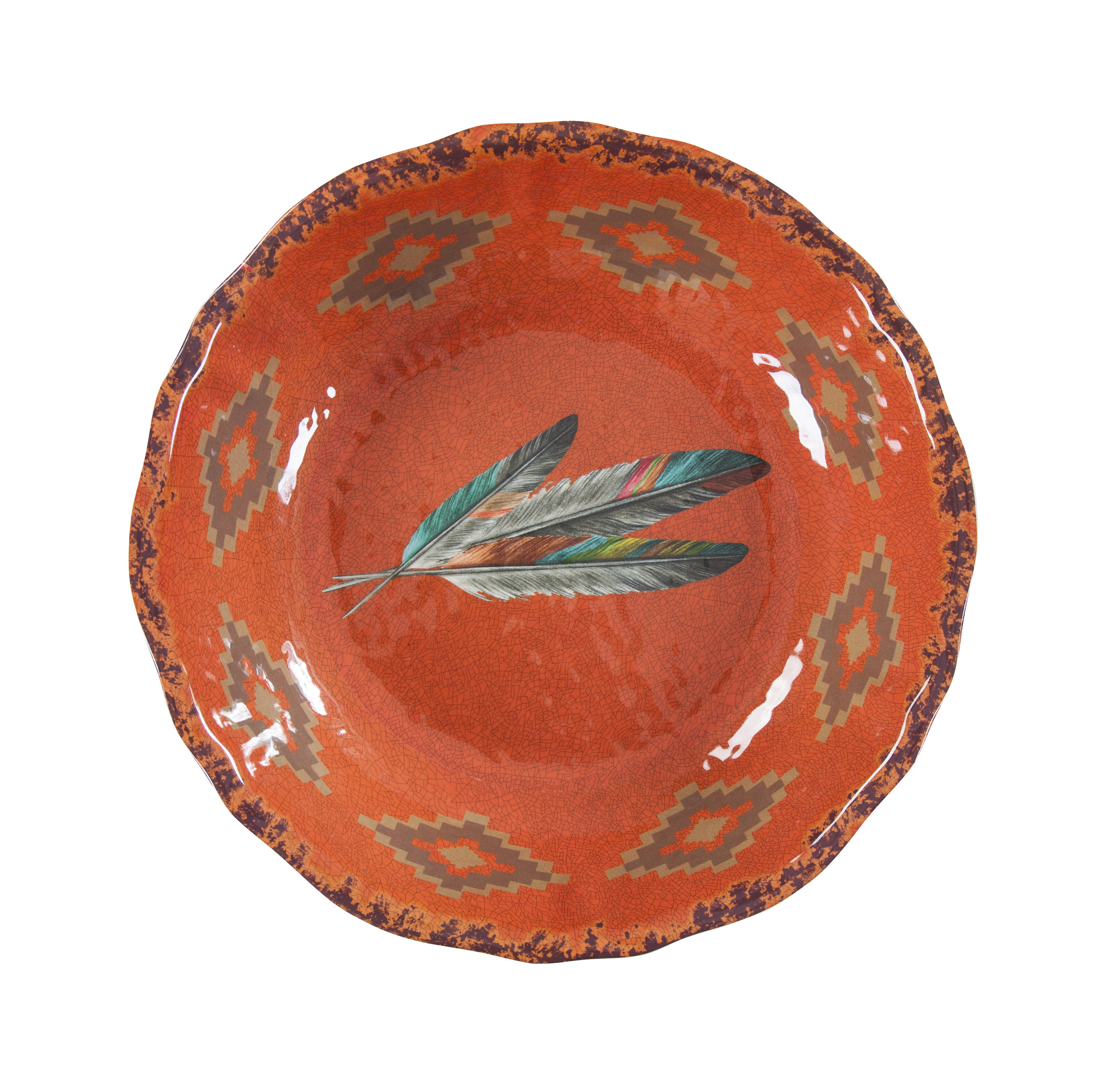 Feather Design Melamine Serving Bowl - Southwestern - Serving And Salad ...
