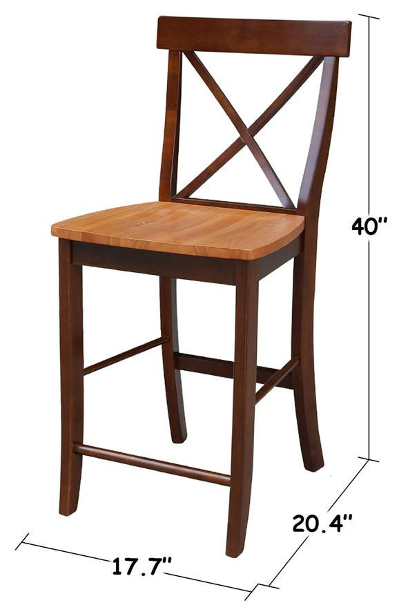 X-Back Counter height Stool, Cinnamon/Espresso - Transitional - Bar ...