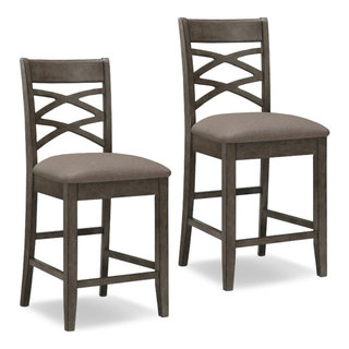 Leick Favorite Finds Double 24" Crossback Counter Stool in Graystone ...