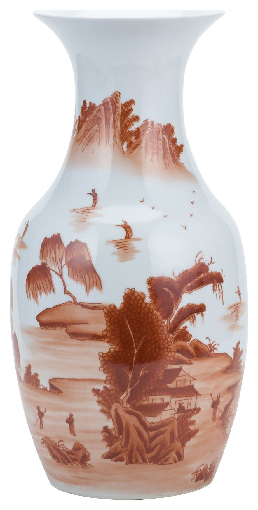 Legend of Asia Orange Landscape Fish Tail Vase 1185C - Asian - Vases ...