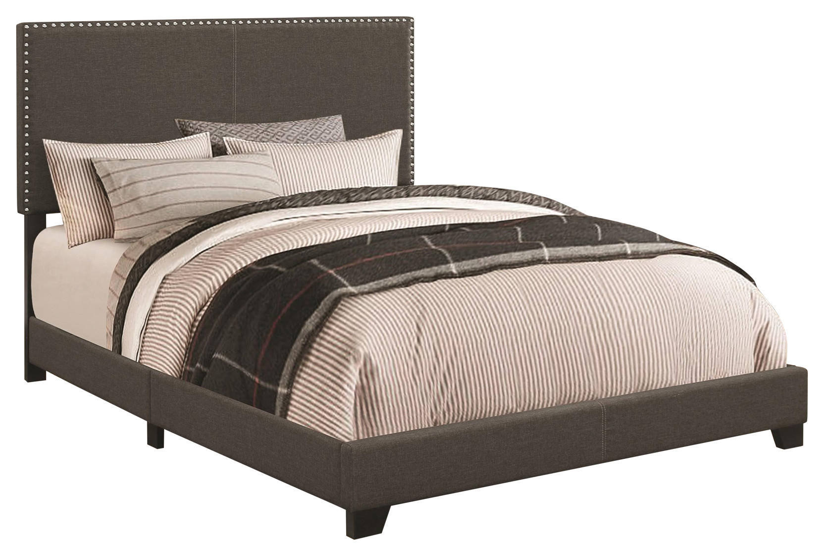 Benzara BM172148 Contemporary Style Upholstered Panel Bed, Dark Gray ...