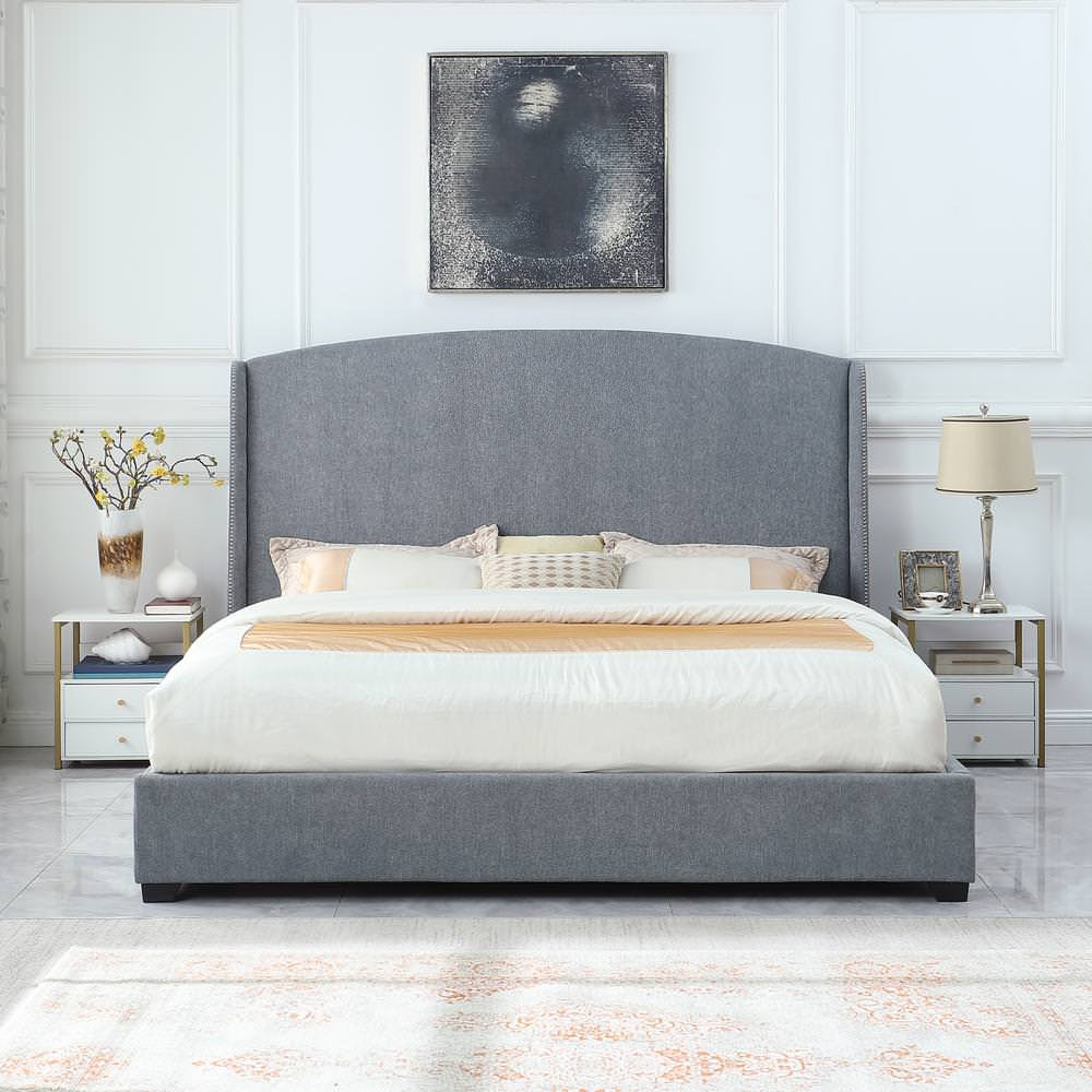 Monterey Upholstered King Bed Frame - Gray - Contemporary - Headboards ...