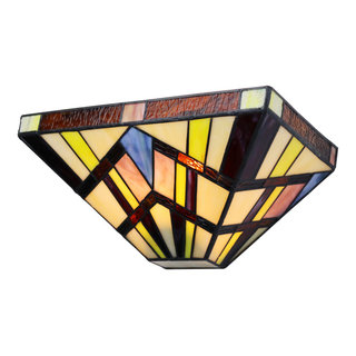 Vincent Mission Tiffany-Style 1 Light Wall Sconce 12" Wide - Craftsman ...