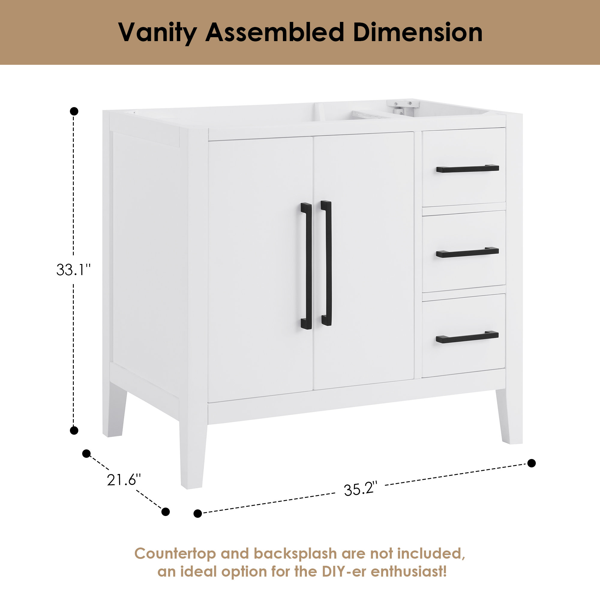 Laurel Bathroom Cabinet Vanity Base, 36" - Transitional - Bathroom ...