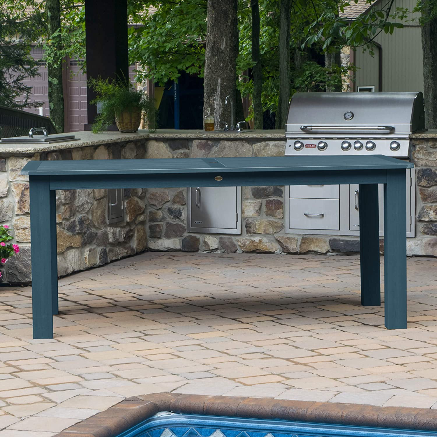 Large Outdoor Dining Table, Counter Height Design & Slatted Top ...