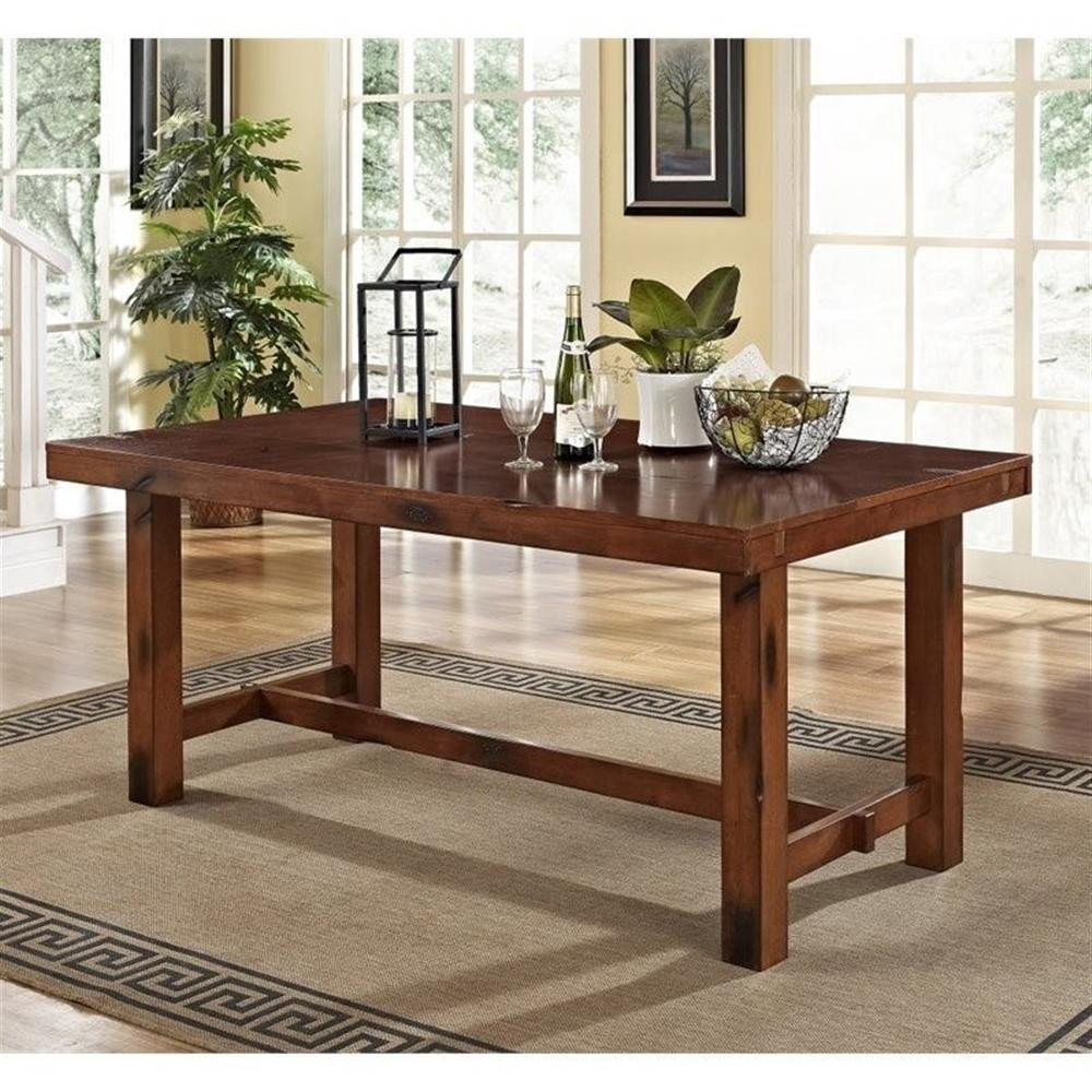 Pemberly Row Drop Leaf Trestle Wood Dining Table in Dark Oak ...