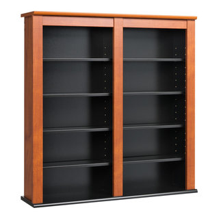 Prepac Double Floating Media Wall Storage in Black - Transitional ...