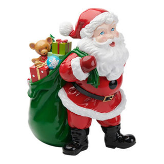 December Diamonds Christmas Carousel 15" Jolly Santa With Toy Bag ...