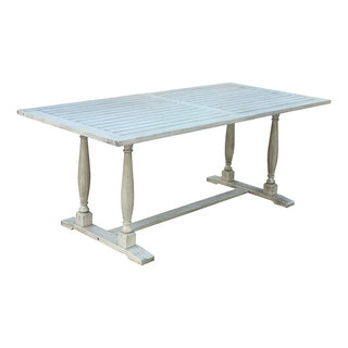 Indoor/Outdoor Rectangle Premium Wood Farmstyle Dining Table, Light ...