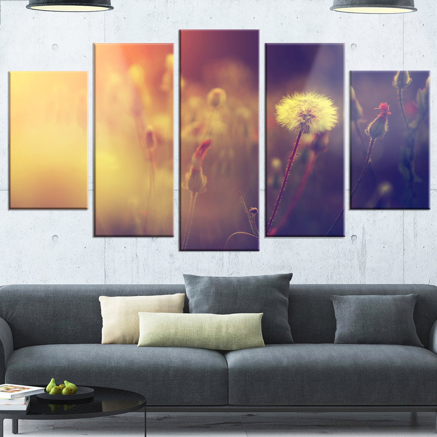 "Vintage Photo Of Dandelion Field" Metal Wall Art, 60"x32" - Farmhouse ...