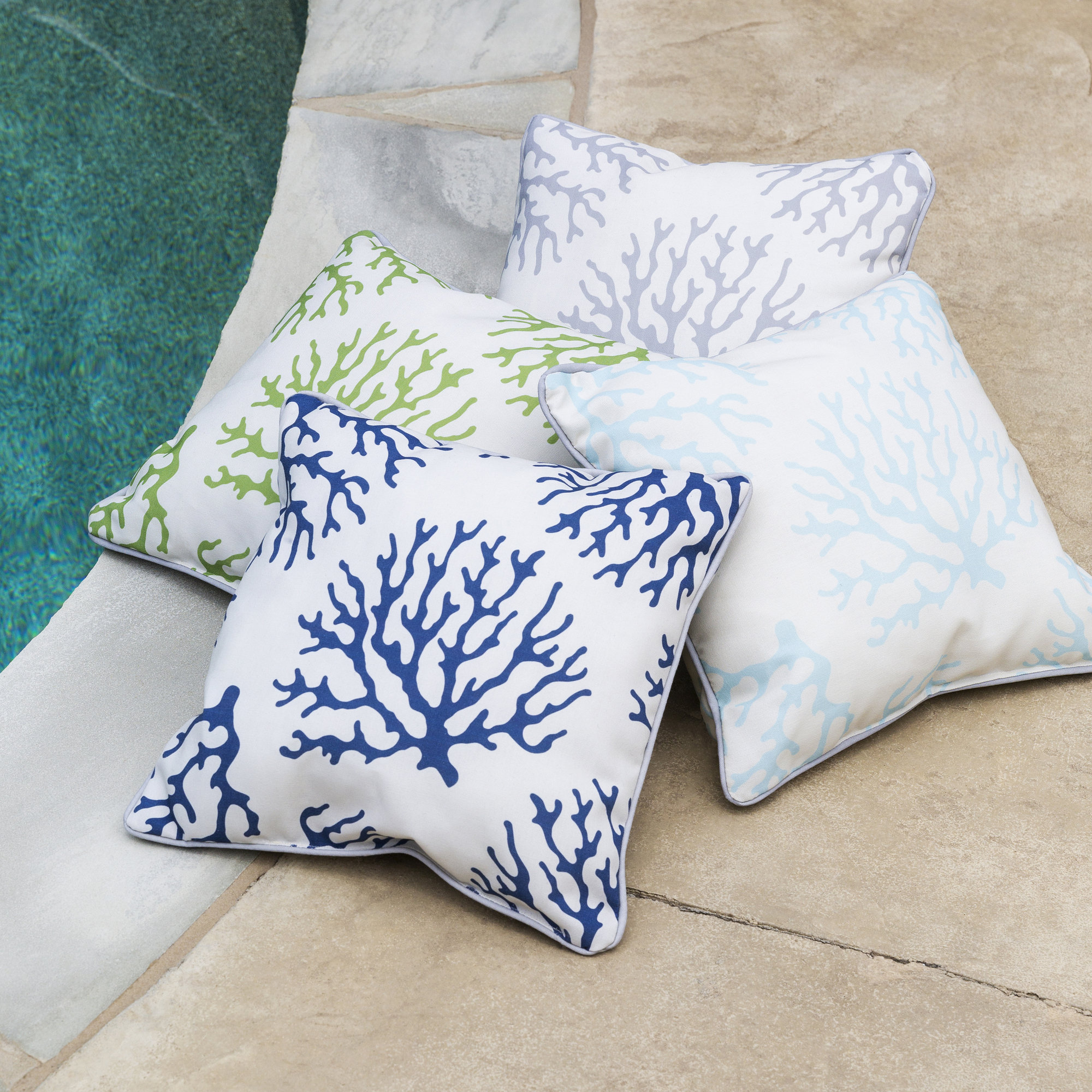Coral Pillow 16x16x4, 16 x 16 x 4 - Beach Style - Outdoor Cushions And ...