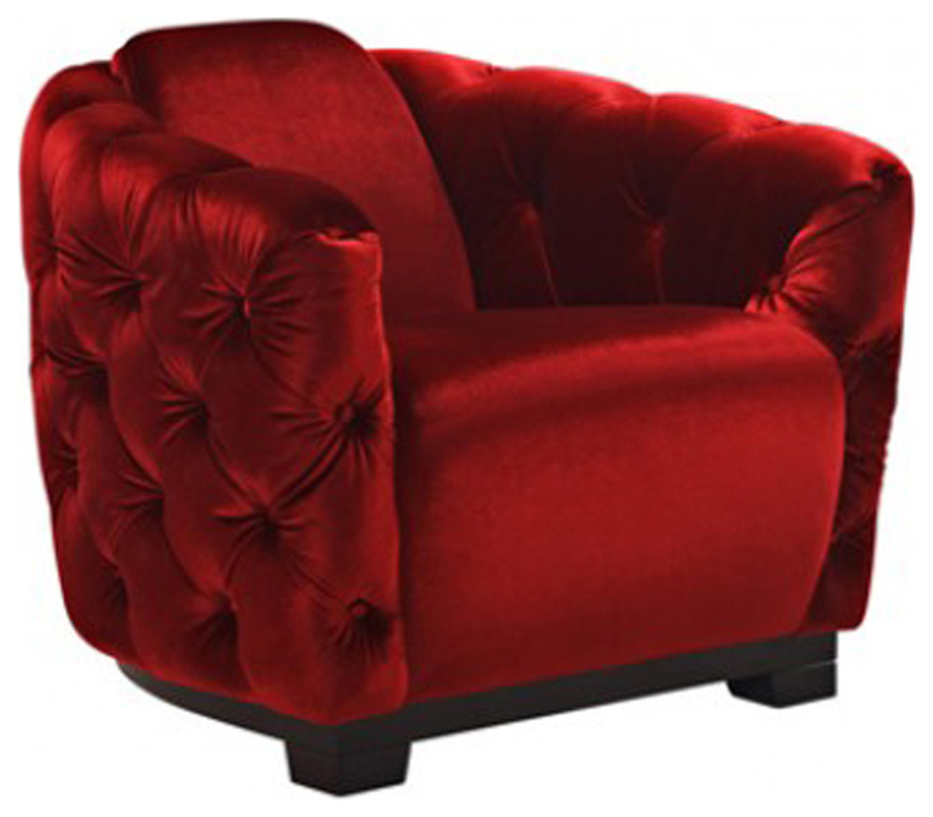Velvet Upholstered Lounge Chair with Button Tufting, Red - Contemporary ...
