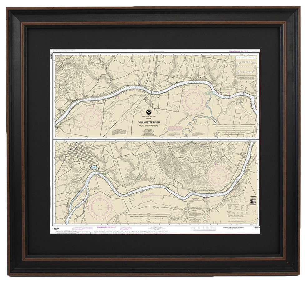 Poster Size Framed Nautical Chart, Willamette River Walnut Eddy To ...