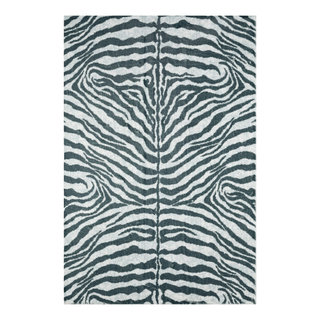 5'x8' Gray Zebra Print Shag Handmade Non Skid Area Rug - Contemporary ...
