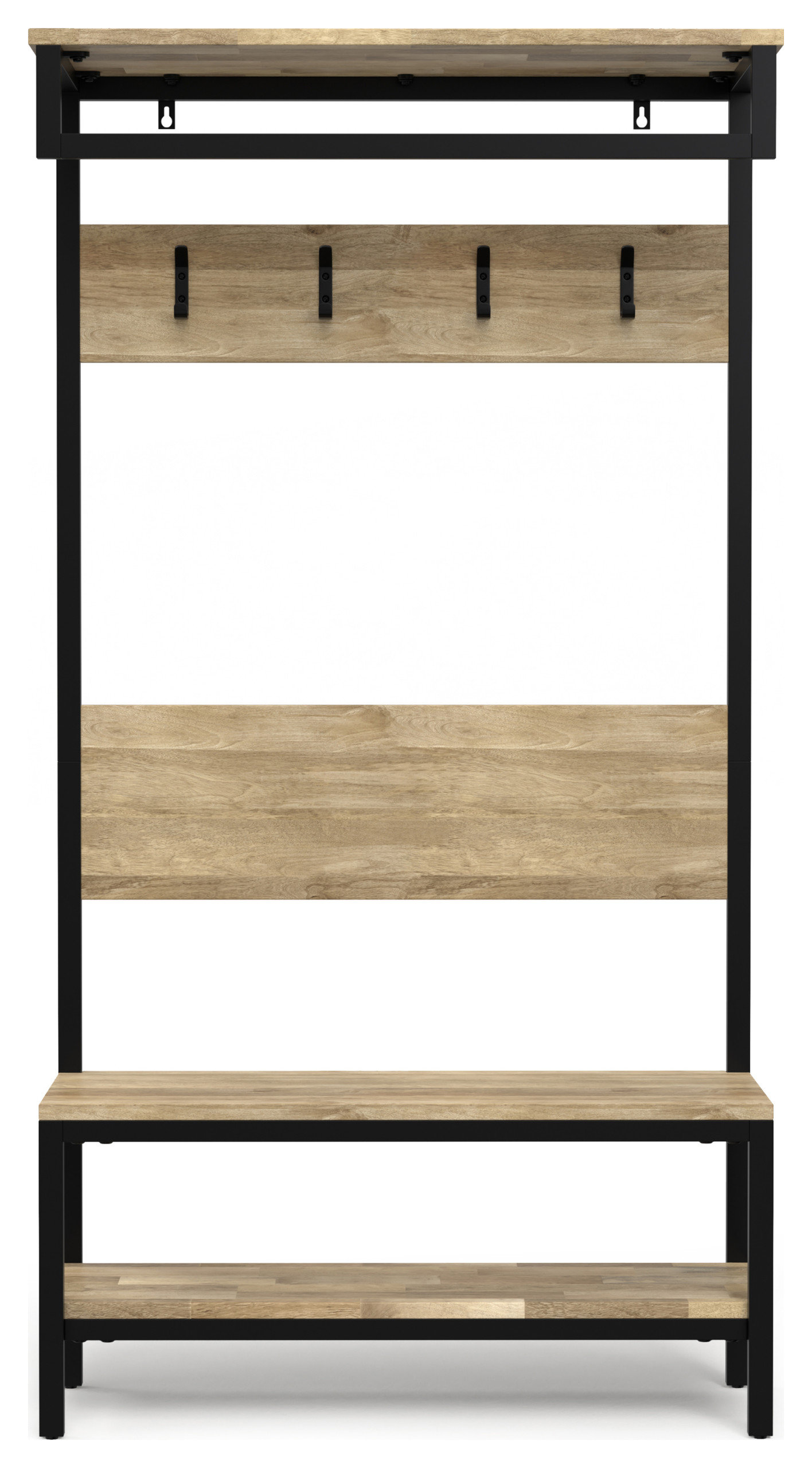 Westmont Solid Mango Wood Entryway Hall Tree Bench - Industrial - Hall ...