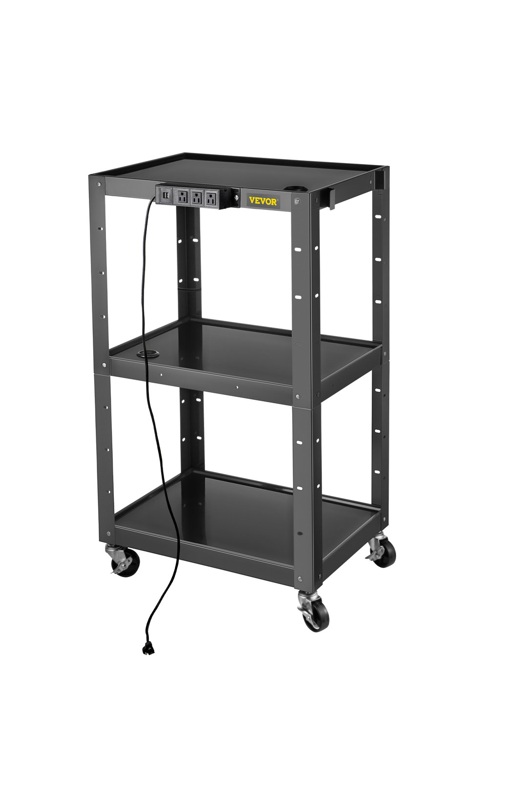 VEVOR Steel AV Cart Media Cart With Cord Management 24-42" Height ...