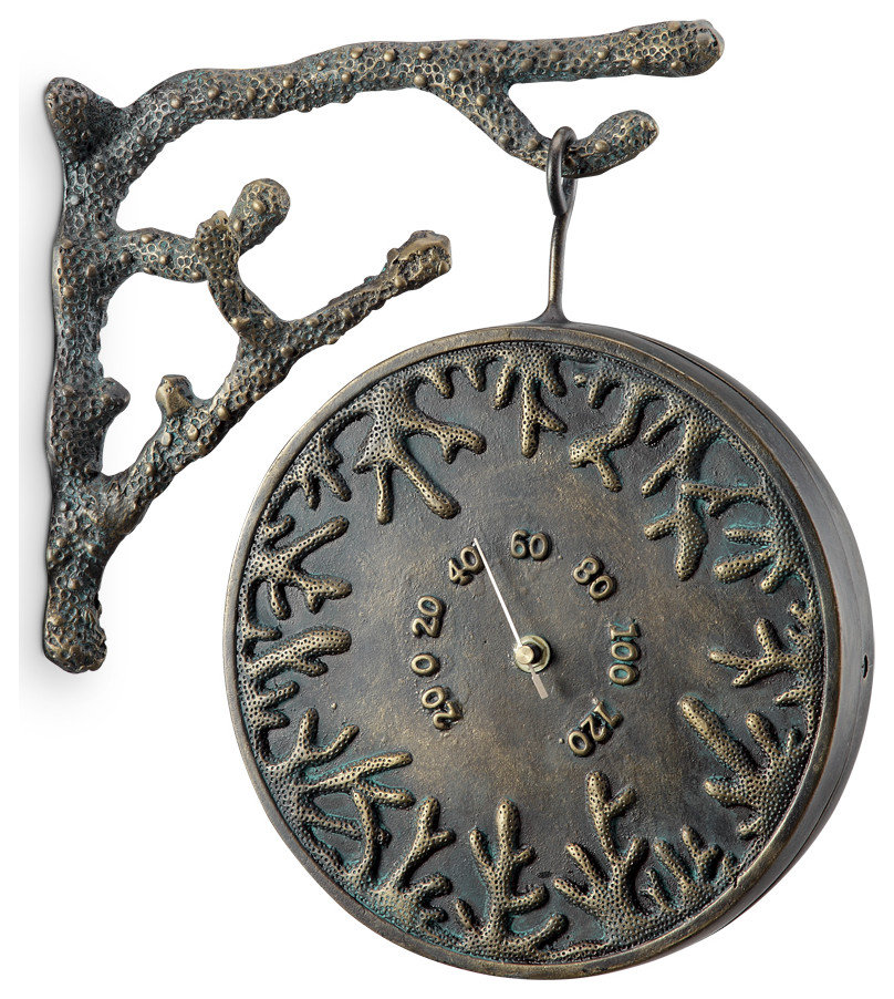 SPI Aluminum Undersea Life Garden Clock and Thermometer, One Size ...