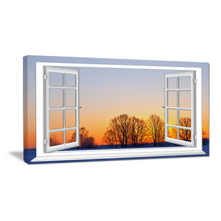 "Window To Sunset Over The Snow" Oversized Landscape Wall Art Print, 32 ...