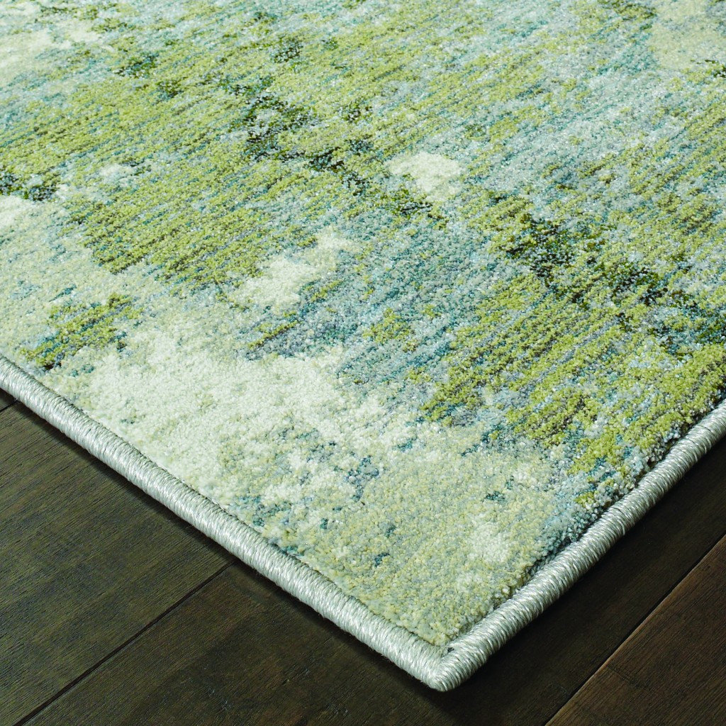 8" x 11" Blue and Sage Distressed Waves Indoor Area Rug - Contemporary ...