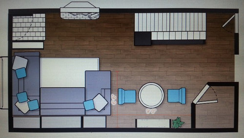 Long living room, divided