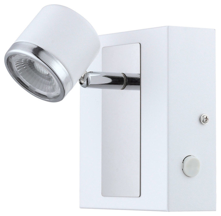 Eglo 1x4.4w Led Wall Spot Track Light W/ White & Chrome Finish - 94556A ...