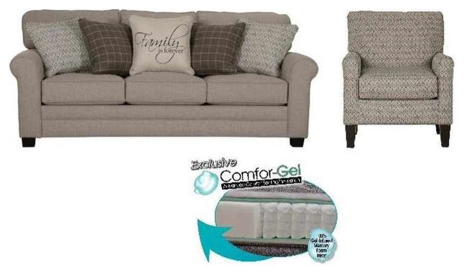 Catnapper Hardy Farmhouse Casual 2 Piece Sofa and Accent Chair Set ...