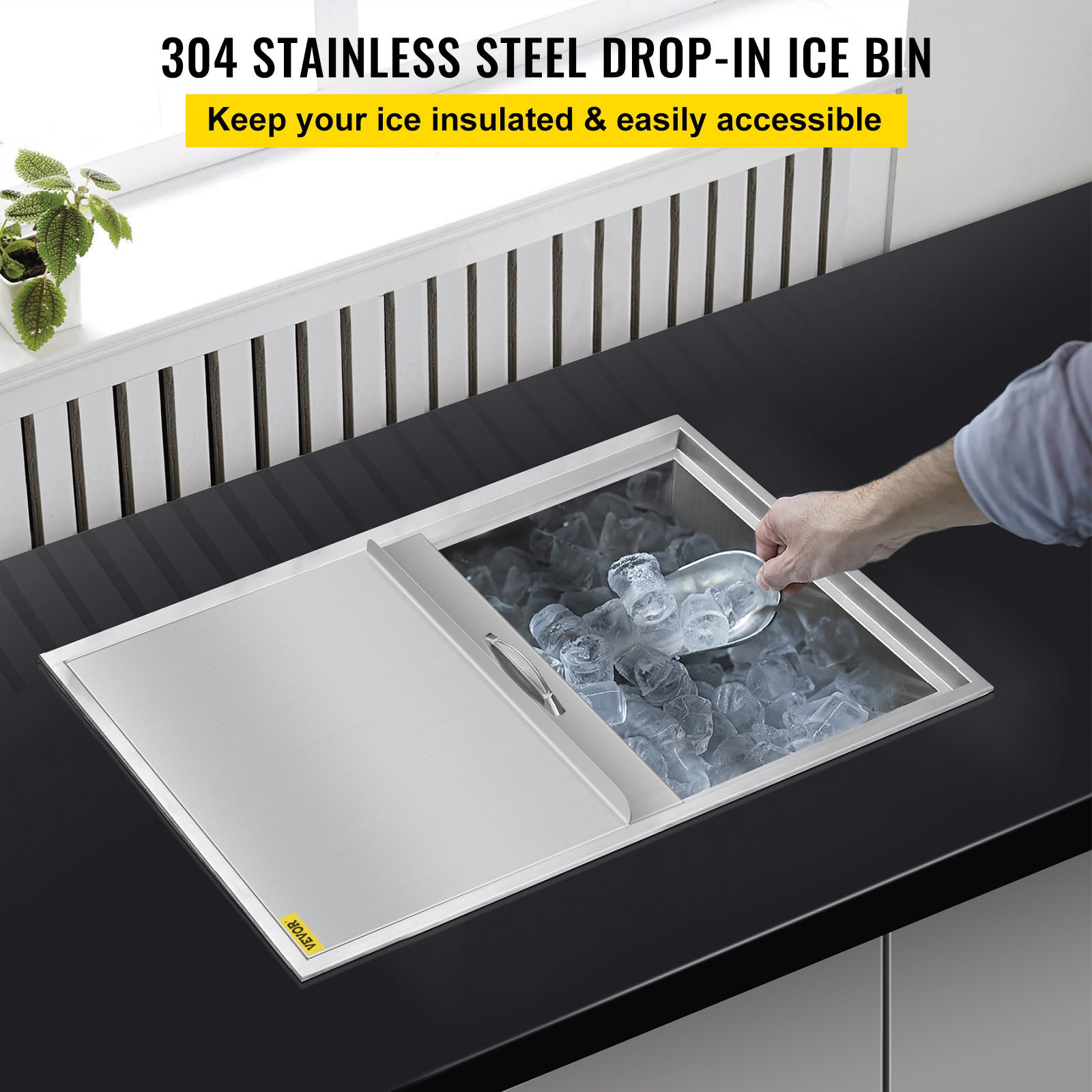 VEVOR Drop In Ice Chest Cooler Stainless Steel W/ Push-Pull Cover ...