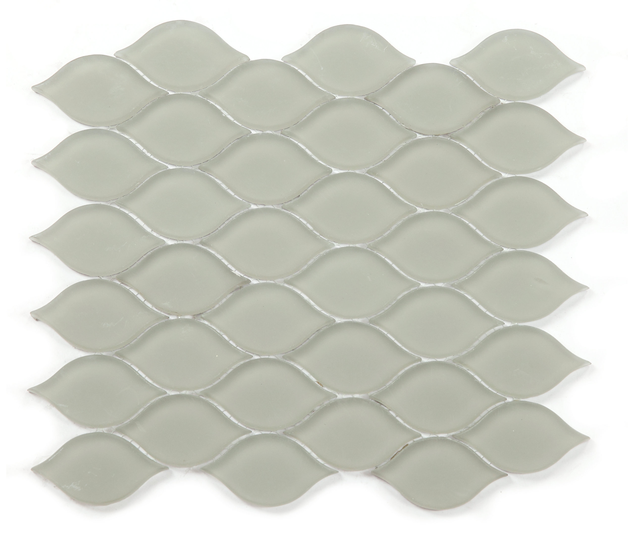 Art Deco 11"x10" Tear Drop Leaf Glass Mosaic Wall Tile, Gray, Single ...