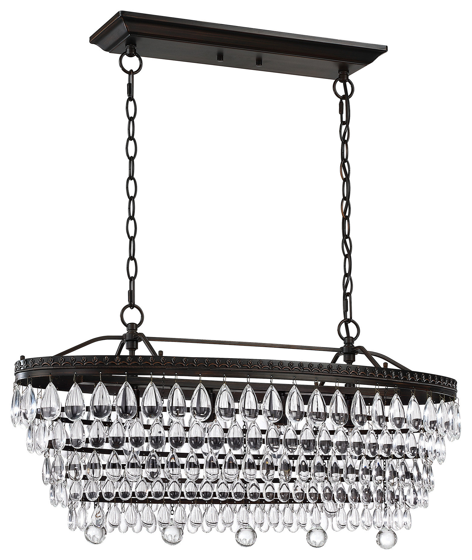 Akari Glass Beads Oval Chandelier Lighting, 30" W - Transitional ...