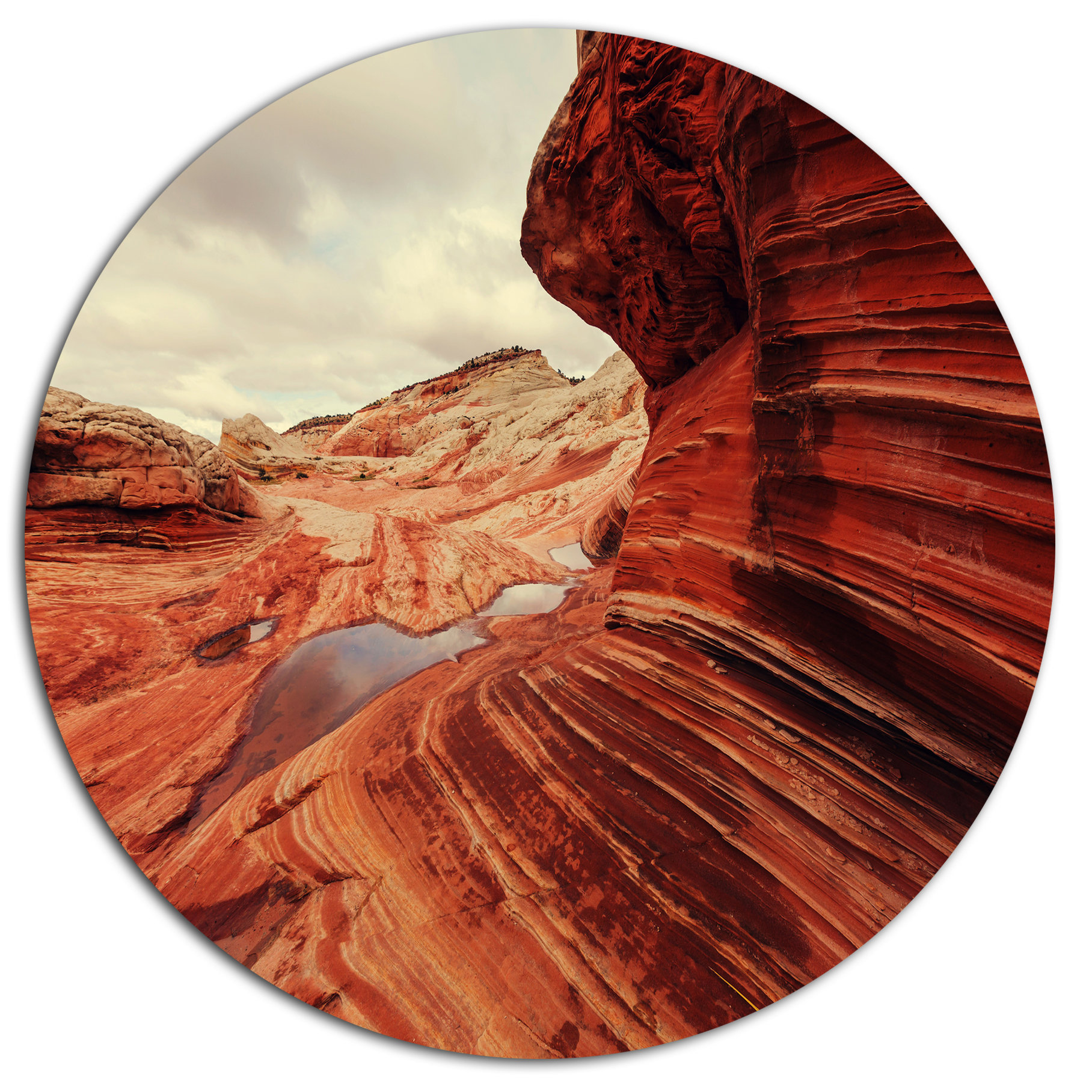 Vermillion Cliffs At Dawn View, Landscape Round Metal Wall Art, Disc of ...