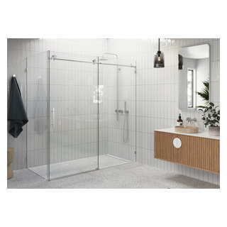 68"-72"x30"x78" Frameless Sliding Shower Door With Return Panel ...