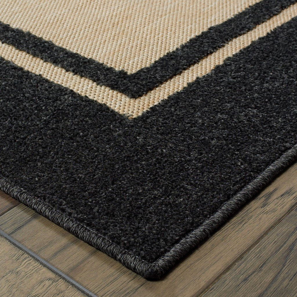 HomeRoots 6' x 9' Sand and Black Border Indoor Outdoor Area Rug, 62.423 ...
