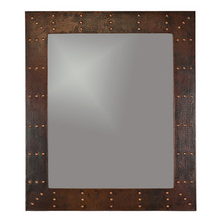 MFREC3631-RI, 36" Hand Hammered Rectangle Copper Mirror with Hand ...