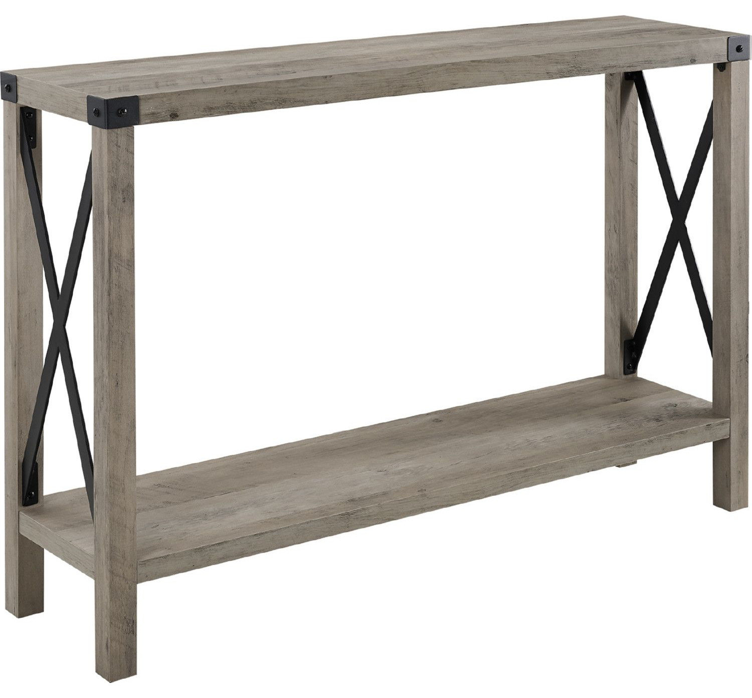 46" Rustic Farmhouse Metal X Entry Table - Grey Wash - Industrial ...