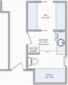 Layout for adding a WIC and bathroom to master.