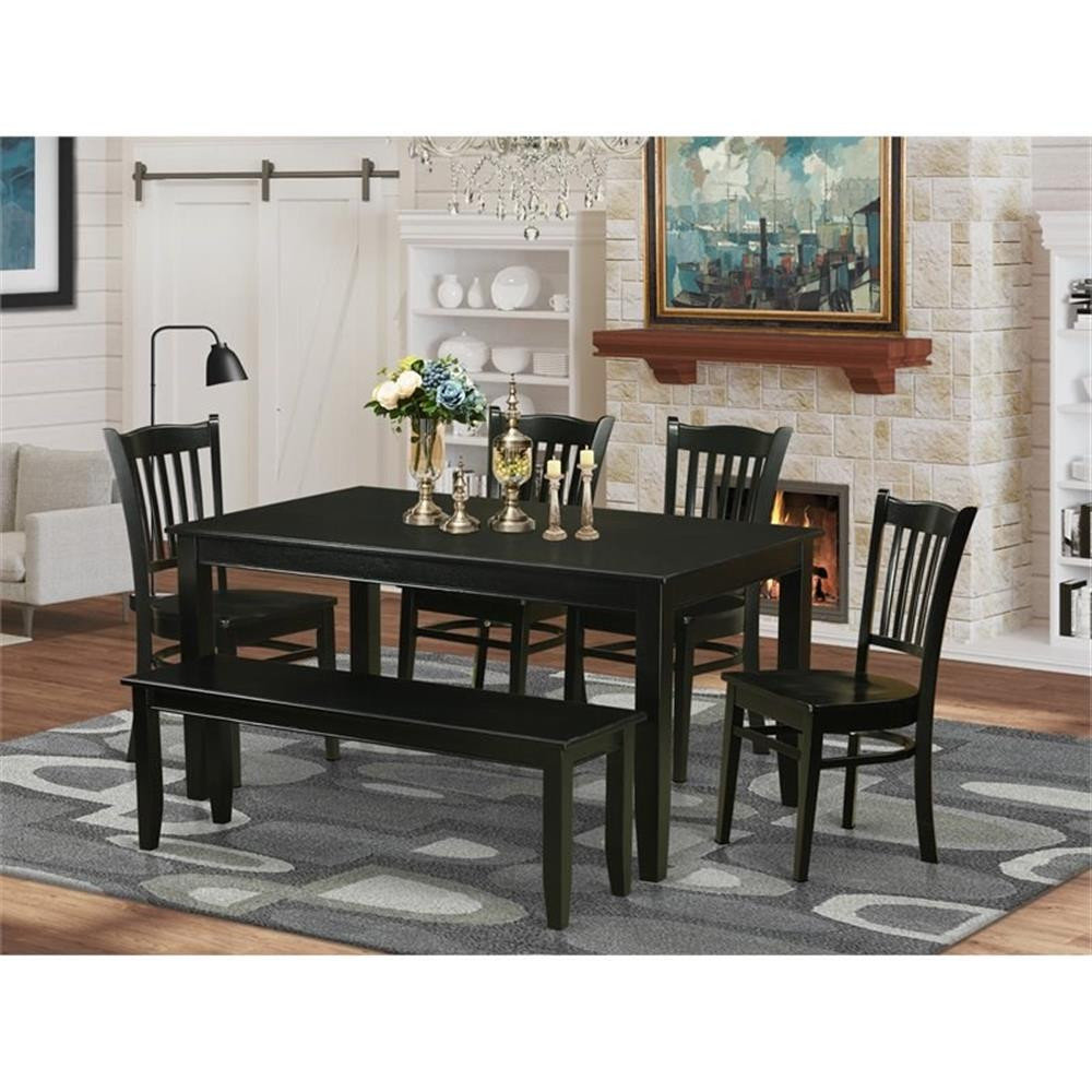 East West Furniture Dudley 6-piece Traditional Wood Dining Table Set in ...