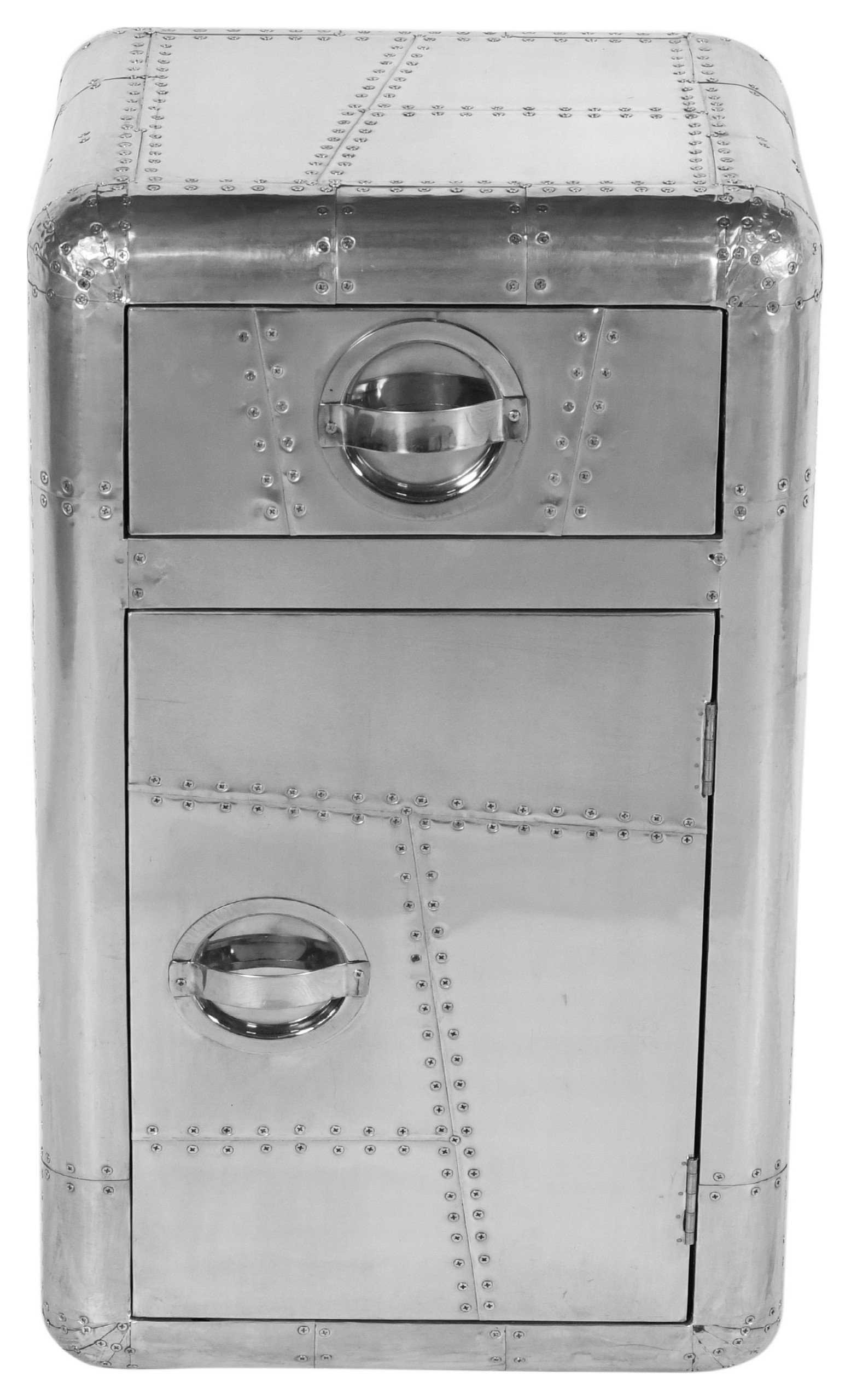 Aviator Aluminum Side Table With Door and Drawer - Industrial - Side ...