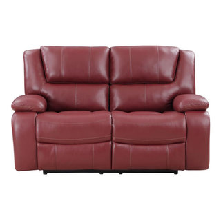 Leatherette Upholstered Motion Reclining Loveseat, Red - Contemporary ...