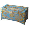 Traditional Hand Painted Brass Inlay Storage Trunk - French Country ...