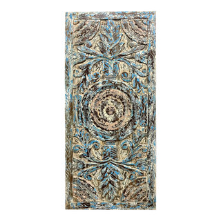 Consigned Vintage Carved Lotus Medallion Door Sliding Barn Door 80 ...