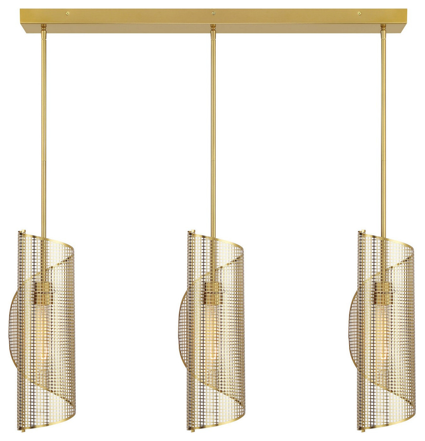 Hillbourne Three Light Linear Chandelier in Warm Brass - Contemporary ...