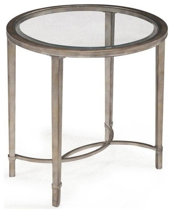 Beaumont Lane Antique Metal End Table in Antique Silver with Gold Tint ...