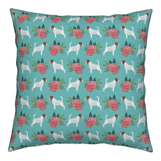 Jack Russell Jack Russell Terrier Florals Mint Throw Pillow ...